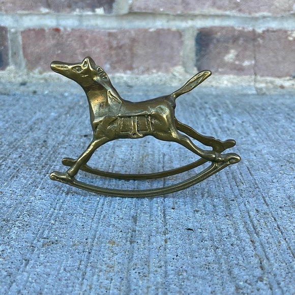 Accents | Vintage Solid Brass Rocking Horse Metal Figurine | Poshmark